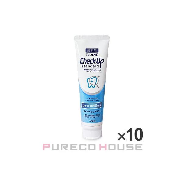 ライオン　DENT. Check-Up standard マイルド ピュア ミント 135ｇ新成分配合で、フッ素加の滞留性が大幅にアップ。フッ素が口腔内にすみずみまで広がりやすいソフトペーストで歯や歯肉にやさしい低研磨剤。フッ化ナトリウム1...