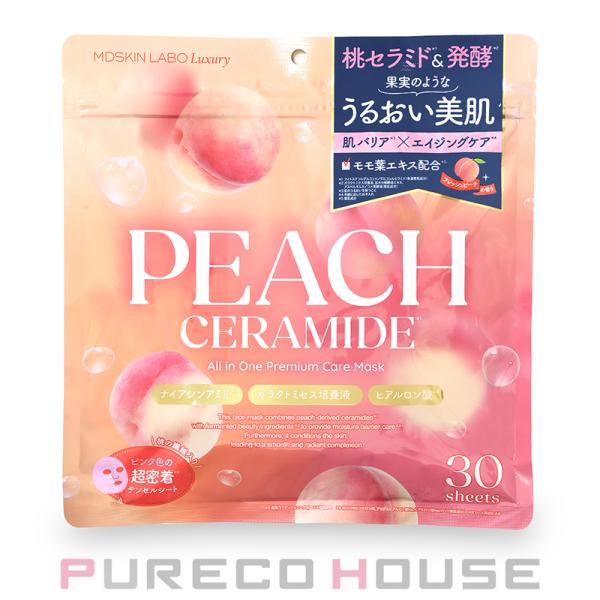 配送方法：メール便 / 宅配便桃由来のセラミドがうるおいを閉じ込めてもっちり肌へ導くシートマスク☆化粧水・乳液・美容液・パックの4役が1枚に凝縮されているオールインワンタイプ。美容液をたっぷりと含んだ植物由来のテンセルシートを採用しました。...