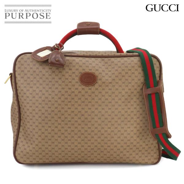 新品同様 グッチ GUCCI GGプラス 2way ボストン ショルダー バッグ PVC レザー ベージュ ブラウン 012.39.4863 オールドグッチ 90256266