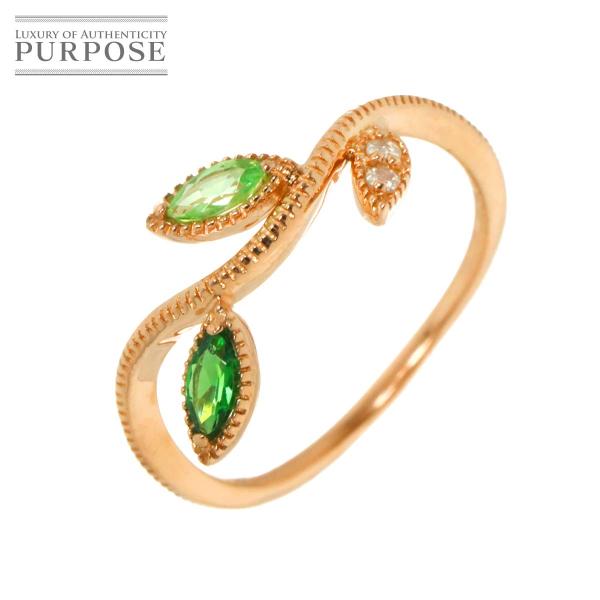 リング 7.5号 ガーネット ダイヤ 0.01ct K18 PG ピンクゴールド 750 指輪 【鑑別カード付き】 Diamond Ring 90313629