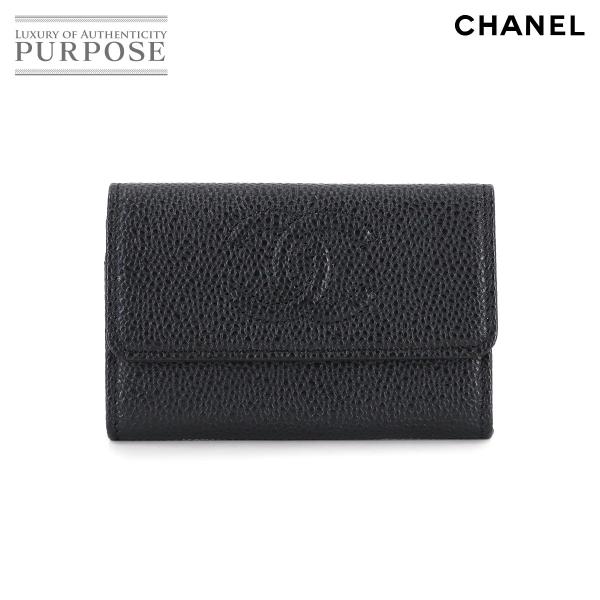 新品同様 シャネル CHANEL カードケース 名刺入れ キャビアスキン ブラック シルバー 金具 ココマーク Card Case 90314202