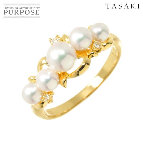 タサキ TASAKI 11.5号 リング ベビーパール 5.1-3.5mm ダイヤ 0.03ct K18 YG イエローゴールド 750 田崎真珠 指輪 Pearl Ring 90315535