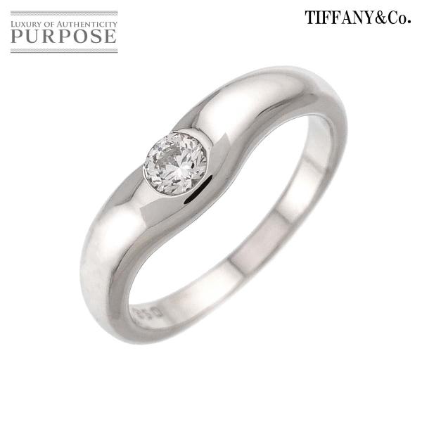 ティファニー TIFFANY&amp;Co. ワイド カーブド バンド 10.5号 リング ダイヤ 1P Pt プラチナ 指輪 Curved Band Diamond Ring 90315634
