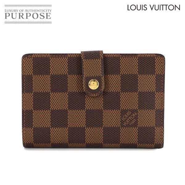 新品同様 ルイ ヴィトン LOUIS VUITTON ダミエ ポルトフォイユ ヴィエノワ 二つ折り がま口 財布 エベヌ N61674 Viennois Wallet 90318257