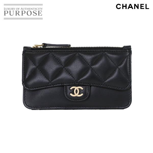新品同様 シャネル CHANEL マトラッセ コインケース フラグメントケース ラムスキン ブラック AP2570 ココマーク 90318903