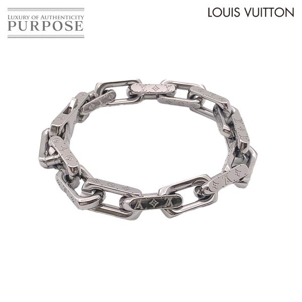 新品同様 ルイ ヴィトン LOUIS VUITTON ブレスレット モノグラム チェーン L シルバー M00309 Monogram Chain Bracelet 90320778