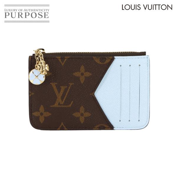 未使用 展示品 ルイ ヴィトン LOUIS VUITTON モノグラム カードケース ポルトカルト ロミー コインケース ブラウン スカイブルー 90321725