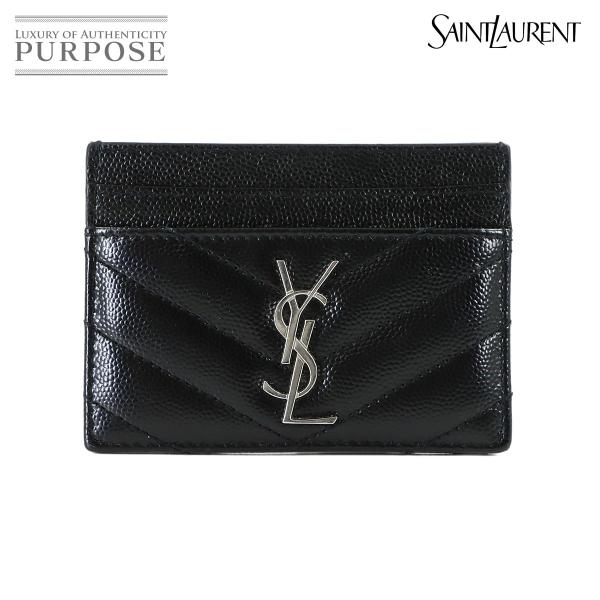 新品同様 サンローラン SAINT LAURENT カサンドラ カードケース カードホルダー レザー ブラック 423291 Card Case 90321845