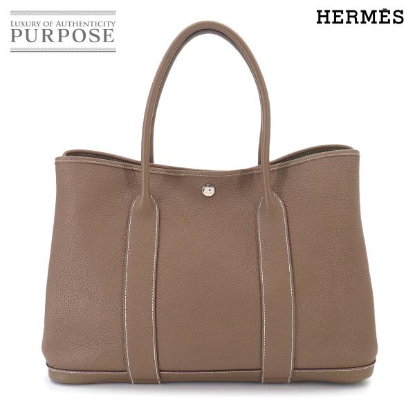 ガーデンパーティ PM エルメス HERMES トート バッグ ネゴンダ エトゥープ シルバー 金具 □N刻印 Garden Party PM 90323872