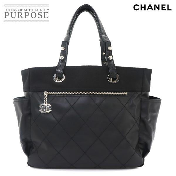 未使用 展示品 シャネル CHANEL パリビアリッツ GM トート バッグ PVC ナイロン レザー ブラック A34210 Paris Biarritz Bag 90332408
