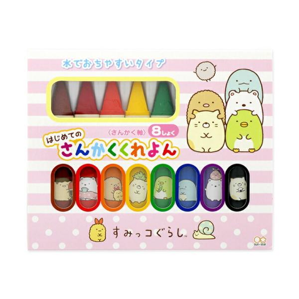 すみっコぐらしのクレヨンが登場です。太くて三角の軸で握りやすくなっています♪はじめてクレヨンを使うお子さまにおすすめです◎【セット内容】・あか・だいだい・きいろ・みどり・あお・むらさき・ちゃいろ・くろ【仕様】8色入り本体サイズ：約WФ13×...