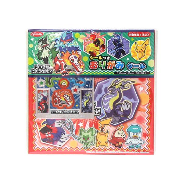シールが付いたおりがみ！人気キャラクター達のプリントがかわいい♪遊び方イロイロなアイテムです♪【仕様】折り紙サイズ：約W150×H150mm3柄：各6枚（18枚入り）対象年齢：3歳以上日本製おりがみ　折紙　色紙　ピカチュウ　キャラクター　グ...