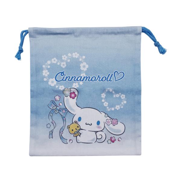 シナモロールの可愛い巾着です。衣類やシューズを収納できる！体操服やタオル、23cmまでのシューズ入れるのにぴったりなサイズ♪使用しない時は折りたたんで簡単に小さく収納できます◎【仕様】本体サイズ：約W265×H295mm材質：綿日本製体操服...