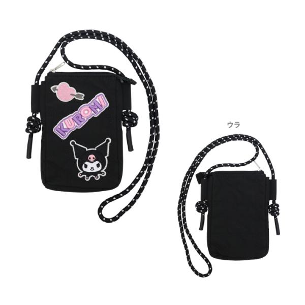 クロミのミニショルダーバッグです。ワンポイントの刺繍デザインがかわいい！スマホや小物を入れるのにちょうどいいサイズ♪コンパクトでお出かけに便利◎【仕様】サイズ：約W130×H200×D30mm材質：ポリエステルショルダーバッグ　鞄　肩掛け　...