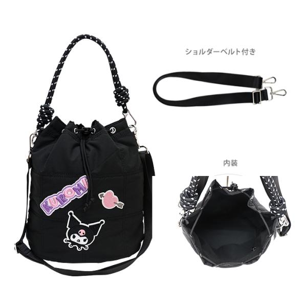 クロミの2WAYショルダーバッグが登場！シンプルなデザインなので様々場面で使いやすい♪持ち手付きなので手提げバッグとしても使えます◎ワンポイントの刺繍デザインがかわいい！【仕様】本体サイズ：約W235×H295mm×D140mm材質：ポリエ...