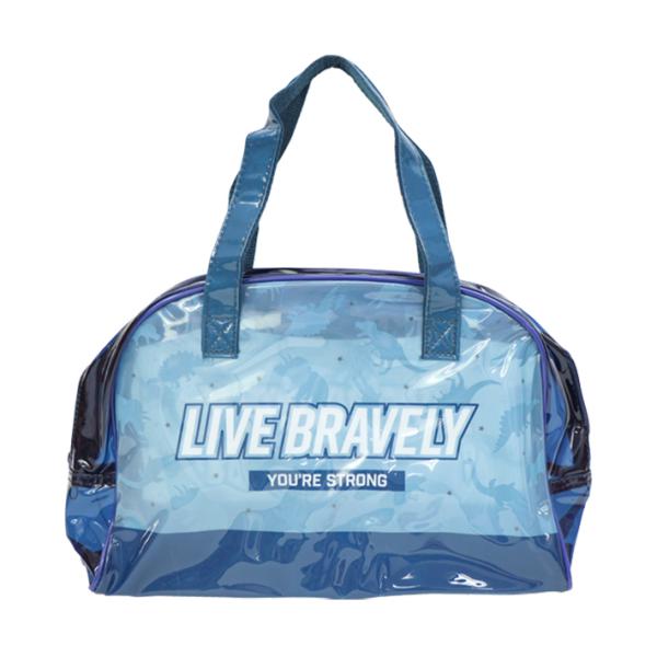 夏の定番アイテム!カッコいいビニールクリアボストンバッグ♪タオルや水着などプールに必要なものをいれられるバッグです♪大きく開いて中のものを出し入れしやすい◎チャックが付いてるから中身が出なくて安心！【仕様】本体サイズ：約W330×H235×...