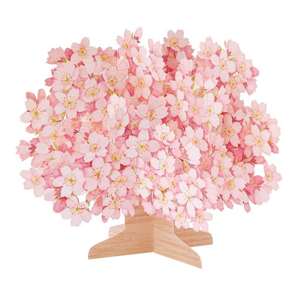 満開の桜の木。左右から押すと立体になり、立てて飾れます。桜の花全てにラメ加工が施され、華やかな仕上がりです。カードの裏側にメッセージスペースがあります。ピンクの封筒付き。海外の方へ、日本のお土産としても◎【仕様】サイズ：W130×H175×...