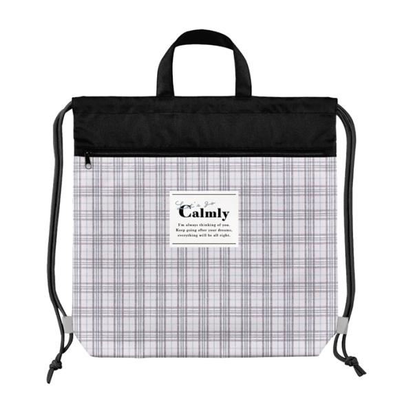 通学や普段使いに便利なナップサック！内側は撥水加工されているので、水泳の授業やプールの習い事にぴったり！持ち手付きなので机に引っ掛けたり、手提げとして使うこともできる♪便利で安心なファスナーポケット付き◎【仕様】本体サイズ：約W430×H4...