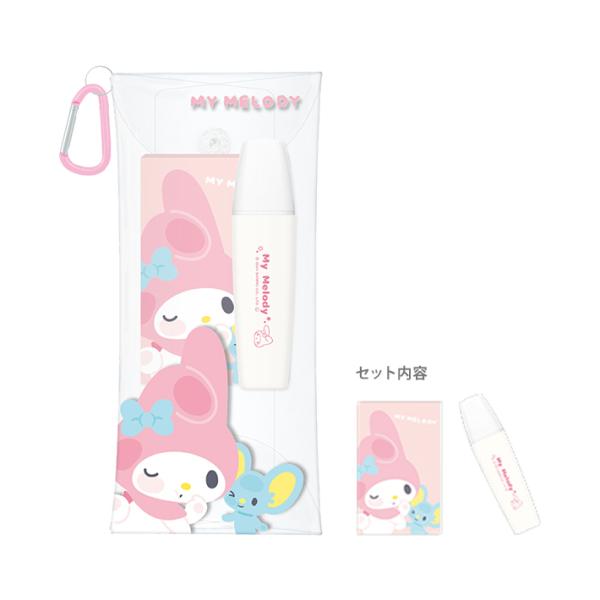 サンリオキャラクターのかわいいステーショナリーセットが登場♪クリアポーチにメモとマーカーが入ってちょっとしたプレゼントにぴったり♪【セット内容】・カラビナ付きクリアポーチ・メモ(無地・白)・マーカー(インク色：ピンク)【仕様】本体サイズ：約...