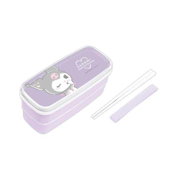 クロミのスリム2段ランチボックスが登場！おかずが詰めやすい仕切りと、中フタにぴったり収納できるおはし付きで便利♪フタとおはしを外せば電子レンジで温められます◎【セット内容】・2段ランチボックス・はし・ゴムバンド【仕様】本体サイズ：約W177...