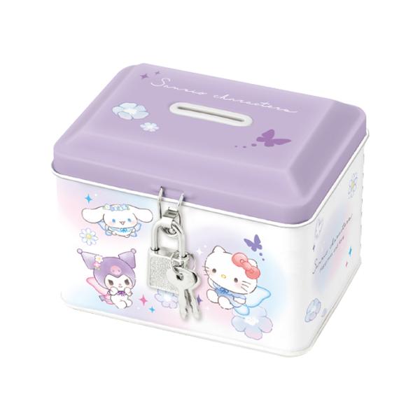 とってもかわいいブリキのカギ付き缶バンク！お金を貯めながらインテリアとしても飾れるファンシーな貯金箱です♪カギ付きなのでお金を保管するのにはもちろん、大切な物を入れる小物入れにも◎【仕様】本体サイズ：約W113×H82×D90mmパッケージ...