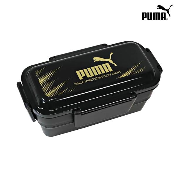 シンプルでスタイリッシュなPUMAのお弁当箱です。2段式でごはんとおかずを分けて詰めれる◎Ｔ字の仕切り付きで角が少なく洗いやすい◎汁もれしにくい4点ロック付き◎食器洗い乾燥機使用可能◎フタを外して電子レンジで温め可能◎【仕様】本体サイズ：約...