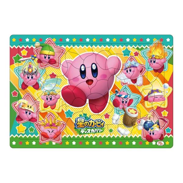星のカービィのパズルが登場！かわいいキャラクター柄で、形にはめやすいのでお子様でも楽しめます◎70ピースで完成させやすく何度でも遊べます◎ウラにはおたのしみボード付きでめいろ遊びができます♪【仕様】内容：70ピース本体サイズ：約W370×H...