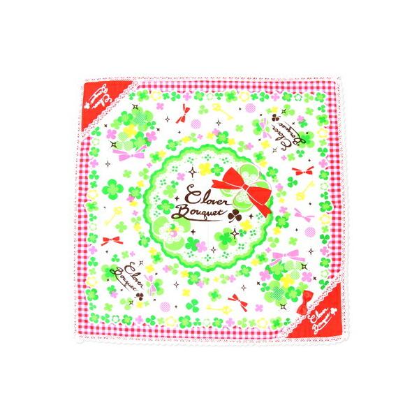 四葉のクローバーがいっぱいだからハッピーな気持ちになるね！給食にはもちろん、お弁当も包めるよ！かわいいレース付き☆【サイズ】43×43ｃｍ【素材】本体：綿100％※お使いの画面環境により画像の色味に多少の差異が生じます。予めご了承ください。...