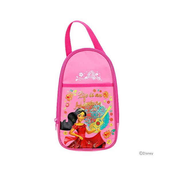 エレナのかわいいシューズケース♪マチの付いたオーソドックスな形が使いやすい！内側にはプロフィール記入欄つきでお友達のものとも区別しやすいつくりになっています。【仕様】・サイズ：W15×H26×D8cｍ・素材：ナイロン・ポケット：前×1、内側...