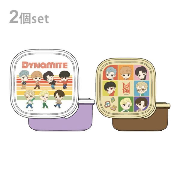 TinyTANより大ヒット曲「Dynamite」の衣装に身を包んだイラストのランチグッズが登場！入れ子式でコンパクトにまとめられるシール容器2個セットです。保存容器としてもお弁当箱としても使用できます◎【仕様】大サイズ：W120×H120×...