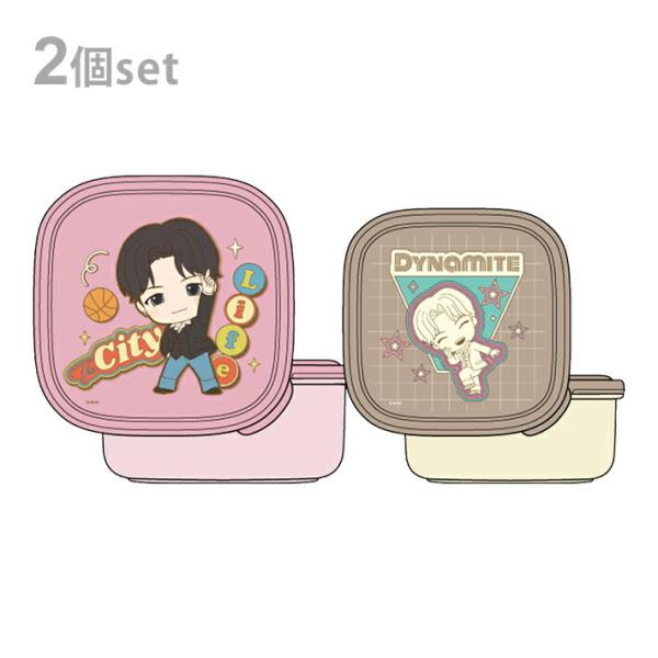 TinyTANより大ヒット曲「Dynamite」の衣装に身を包んだイラストのランチグッズが登場！入れ子式でコンパクトにまとめられるシール容器2個セットです。保存容器としてもお弁当箱としても使用できます◎【仕様】大サイズ：W120×H120×...