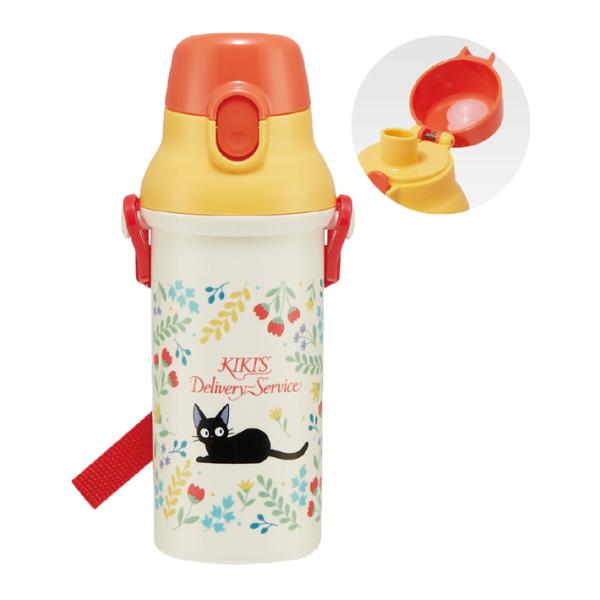 魔女の宅急便の直飲みプラワンタッチボトルが登場！ワンタッチで簡単に開けることができます◎肩にかけて持ち運べるショルダーベルト付き！※熱い飲み物は入れないでください【仕様】サイズ：約W95×H210×D79mm容量：480ml名前シール入りシ...