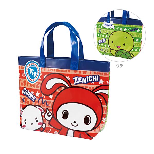 プールや海などで大活躍のビーチバッグです。ビニール製なので中身を水気から守ってくれて安心♪10cmのマチ付きで使いやすさも抜群です◎表と裏でぜんいちとマイッキーの柄違い仕様！【仕様】サイズ：約W370×H260×D100mm材質：非フタル酸...