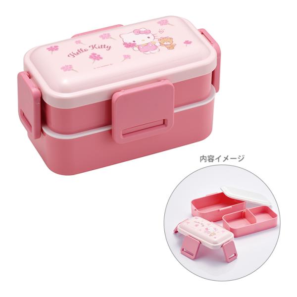 ドーム型のフタでふんわりとご飯やおかずが詰められる♪4点ロックの密封式で汁漏れしにくい。入れ分けに便利な仕切り付きで、用途に合わせて使い分け出来ます♪【仕様】サイズ：約W169×H90×D100mm容量：600ml(上段：230ml、下段：...