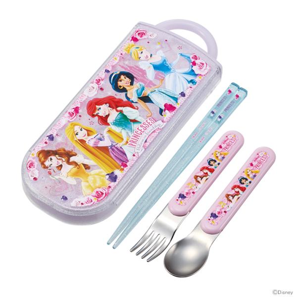 ランチタイムがより楽しくなる♪ディズニープリンセス柄がかわいいランチグッズです。抗菌加工のトリオセットで安心です。小さなお子様でも使いやすい、リング状の引手付き◎お箸にも名入れスペース付きの嬉しい仕様！【仕様】ケースサイズ：約198×76×...