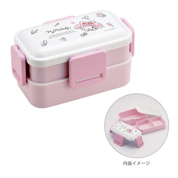 ドーム型のフタでふんわりとご飯やおかずが詰められる♪4点ロックの密封式で汁漏れしにくい。入れ分けに便利な仕切り付きで、用途に合わせて使い分け出来ます♪【仕様】サイズ：約W169×H90×D100mm容量：600ml(上段：230ml、下段：...