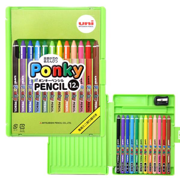 世にも珍しい全部が芯のポンキーペンシル！ソフトな描き味、折れにくい丈夫な軸が特徴です！全部が芯＋丈夫巻（紙ロール）加工をしているので、強い筆圧のお子様でも軸折れしにくい構造で軸を握っても手が汚れません。プラスチック、ガラス、金属、木、石など...