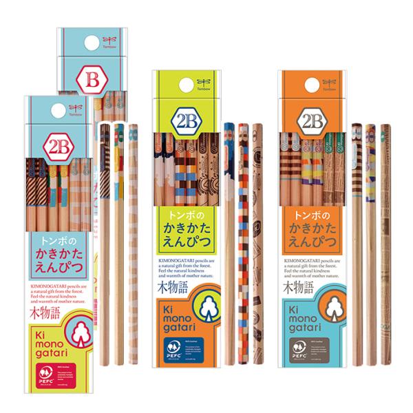 トンボ鉛筆の『木物語（Ki monogatari）』シリーズ温かな木目を活かしたナチュラルなデザイン。木の優しい肌触りを活かし、仕上げにマット塗装がされています。【仕様】12本入り(1ダース）硬度：2B/B6角軸森林認証木材使用