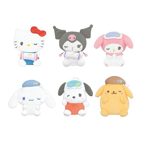 サンリオキャラクターのむにゃっと柄デザインにかわいいぬいぐるみアイテムが登場♪手にすっぽり収まるSサイズのぬいぐるみです♪机の上などインテリアとして置くのにぴったり◎【キャラクター】・ハローキティ・クロミ・マイメロディ・シナモロール・ポチャ...