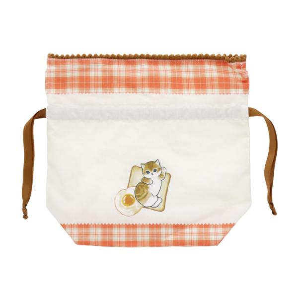 mofusandかわいいポンポンリボン付きの巾着が登場！たくさん収納できるマチ付きタイプです◎【仕様】本体サイズ：約W180×H240×D100mm平置きサイズ：約W280×H240×D5mm材質：綿・ポリエステルモフサンド　ネコ　猫　イラ...