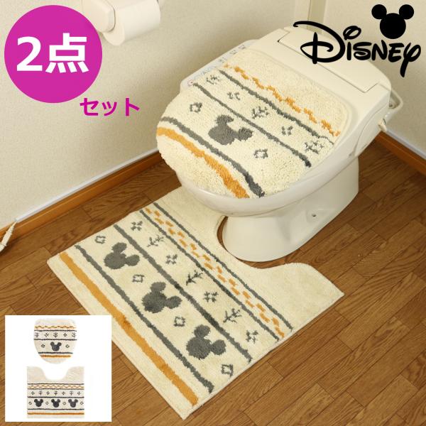 【発売日：2023年03月02日】ネイティブ柄とミッキーマウスの組み合わせがおしゃれな「MCグランド」シリーズのトイレマットです。さりげないミッキーマウス柄なのでインテリアにマッチ。共用ふたカバー、トイレマットの2点セット。※洗浄暖房便座の...