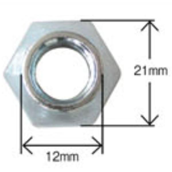■商品名：日産　ハブナット　貫通　12mm P1.25　ユニクロメッキ 20個入/4001-HN-21■内径：12mm■ピッチ：1.25■メッキ：ユニクロメッキ■ピース横   21■ピース高   16■数量：20個■ホイールハブボルトにホイ...