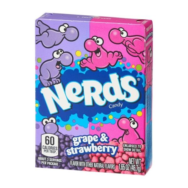 NeRds(ナーズ)から、ザクザクなカラフルピースキャンディの"グレープ&amp;ストロベリー”がラインアップ！箱型のパッケージ上部を開けると、小石のようなミニキャンディが沢山入っています。片方ずつ楽しむのはもちろん、ミックスして食べても美...