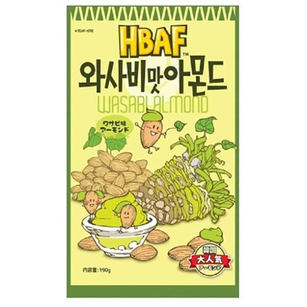 【商品紹介〜HBAF HONEY BUTTER ALMOND &amp; FRIENDSの豆菓子〜】わさび味のアーモンドです。アメリカ産TOM’s Farm社の最高級アーモンドに粉末のワサビを合わせました！わさび特有のピリッと感、辛さがおつ...