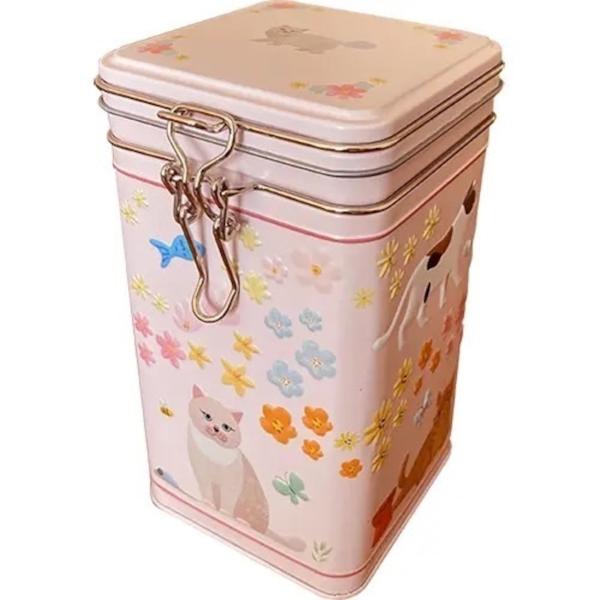 税込価格　972円ケース入数　１２内容量　76ｇＪＡＮ　4573279473470賞味期限　7ヶ月（製造日起算）商品サイズ　W115×H170×D90ケースサイズ　W297×H360×D250ネコ柄のキャニスター缶です。マット仕上げでエンボ...