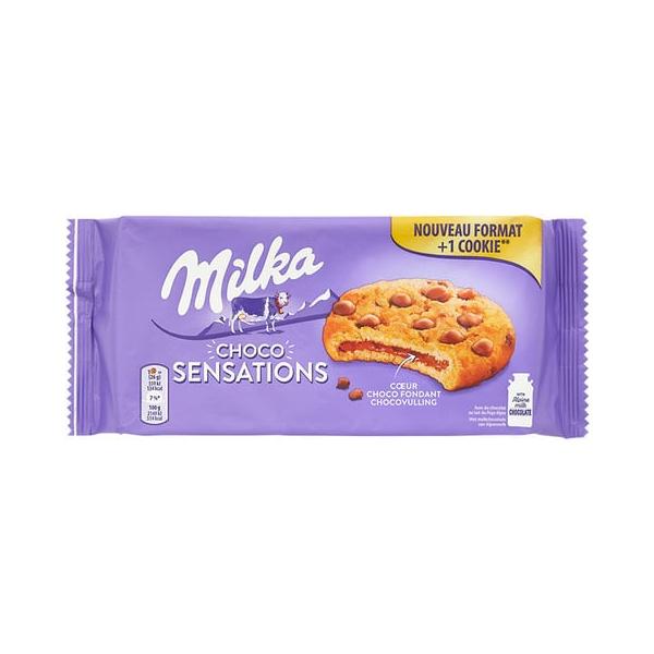 ヨーロッパでは親しまれているmilka(ミルカ)から、チョコチップを贅沢にちりばめた"センセーション"がラインアップしました。ビスケット内部にもミルカのチョコレートが入った食べ応えの十分なビスケットです。８枚入り