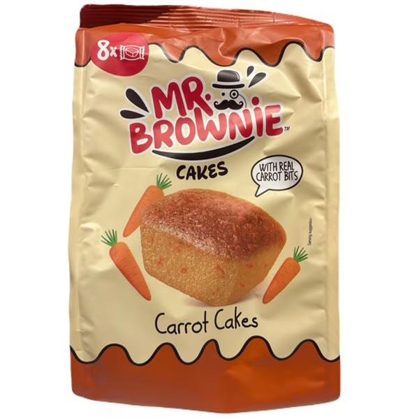 ミスターブラウニー（MR.BROWNIE）のキャロット・シナモンケーキは、しっとりとしたシナモン風味の生地にキャロットチップを散りばめた個包装8個入りのケーキです。ベルギー産チョコを使用し、甘すぎない濃厚な味が特徴。レンジで5秒温めるとより...