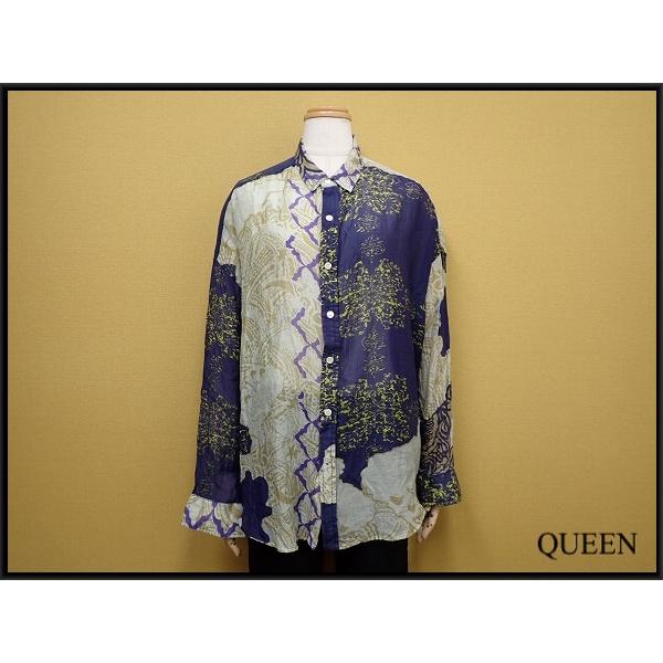 ブランド・説明Kusa Kanmuriクサカンムリのシャツです。インド製、透け感のある薄手生地になります。素敵にお使い頂けると思います。気になる方は是非ご検討下さい。サイズ表記　なし　　　実寸　着丈69cm　身幅63cm　肩幅48cm　袖丈...