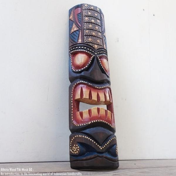 カラフルなティキ面50 ティキマスク 木彫りのお面壁掛けインテリア ハワイ雑貨木彫りのティキマスク(°▽°)ポリネシアやハワイの守り神として有名なTikiのお面です。アンティーク風な色合いになっております^_^裏面に紐がついていて、壁掛けに...