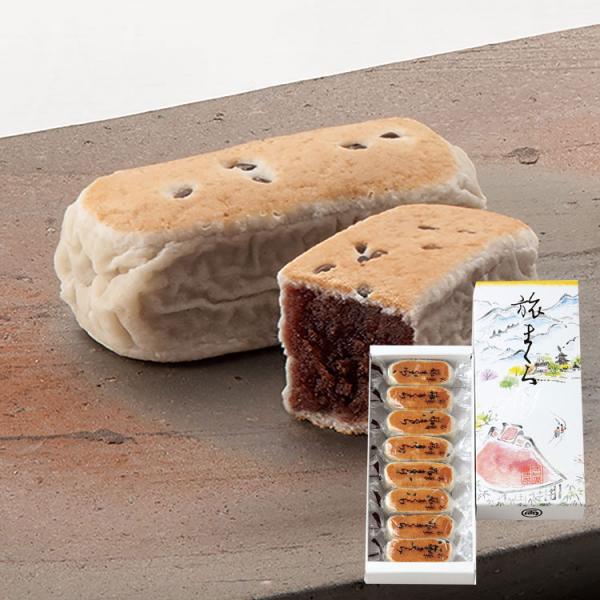 【商品概要】両口屋是清　旅まくら 8個入り　120ｇ北海道産小豆を使用し、丹精こめて作った本格派の茶通。アクセントのごまがきいていて、ひとつふたつ…とお召し上がりたくなる愛らしい形の焼菓子です。やわらかな玉子皮で小豆こし餡を包み、軽く焼きあ...